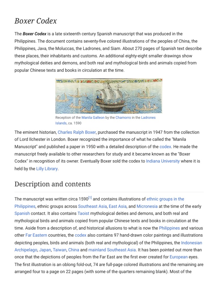 Boxer Codex - Wikipedia | PDF | Philippines | Southeast Asia