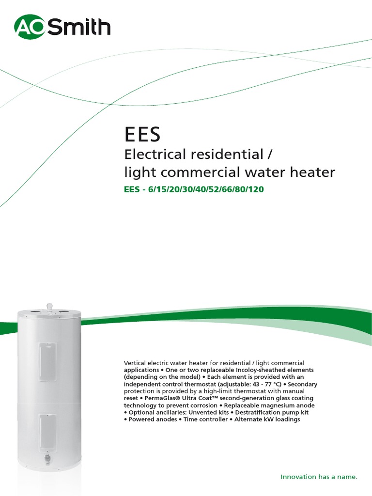 Ao Smith Water Heater Tech'l Specs | PDF | Water Heating | Valve