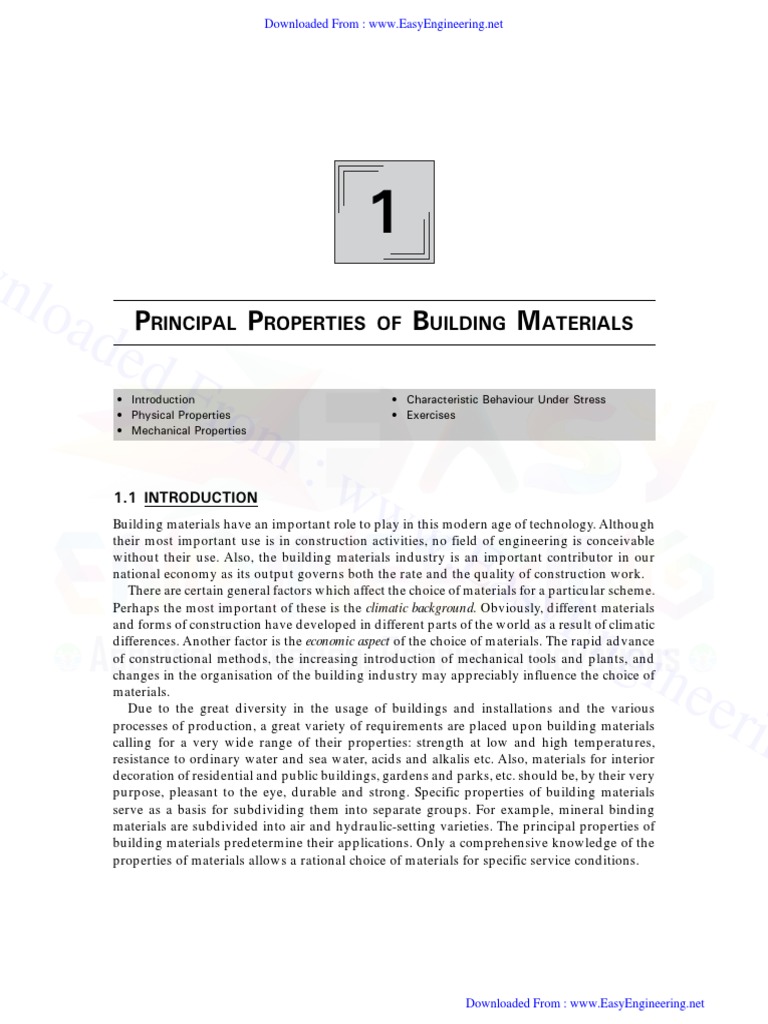 Principal Properties of Building Materials | PDF | Porosity | Density