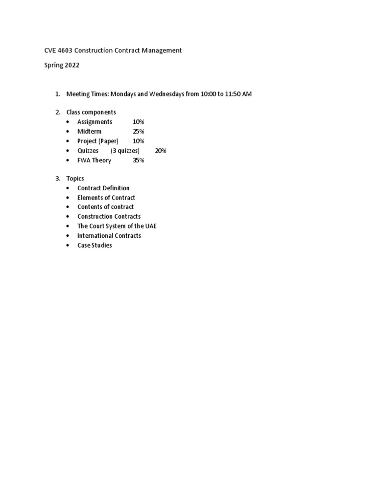 CVE 4603 Construction Contract Management - Introduction | PDF | Technology & Engineering