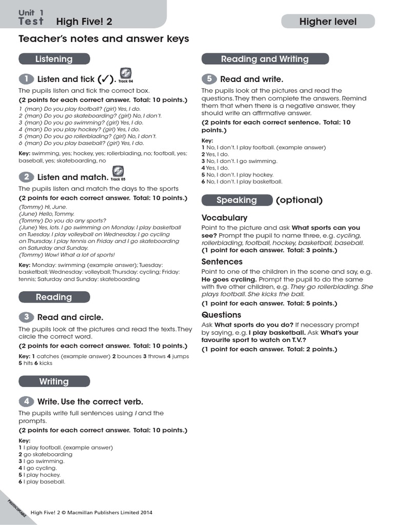 HF2 Higher Tests Teachers Notes | PDF | Vocabulary