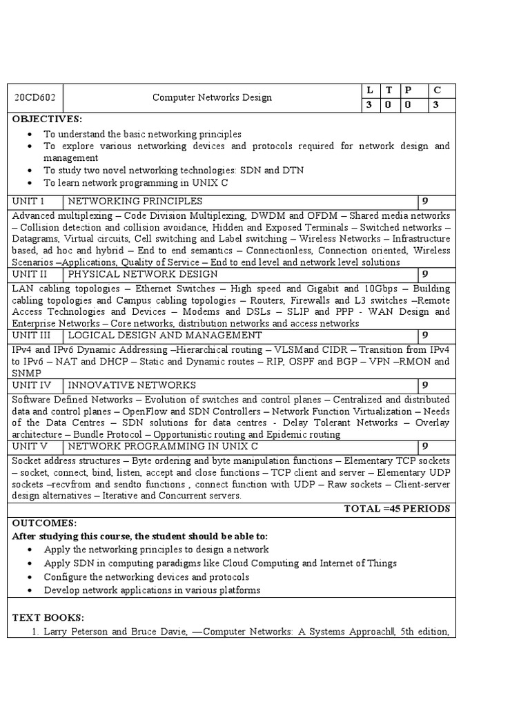 20CD602 - Computer Networks Design | PDF | Computer Network | Network Socket