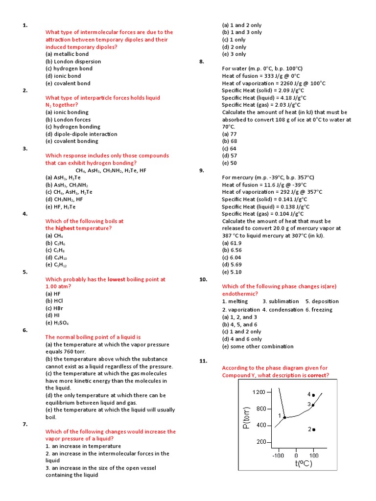 Chemistry Intermolecular Forces Quiz | PDF | Reaction Rate | Activation Energy