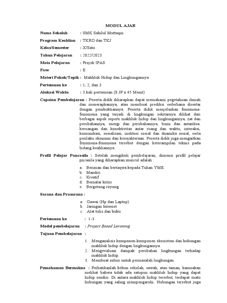 MODUL AJAR Projek IPAS | PDF MODUL AJAR Projek IPAS | PDF