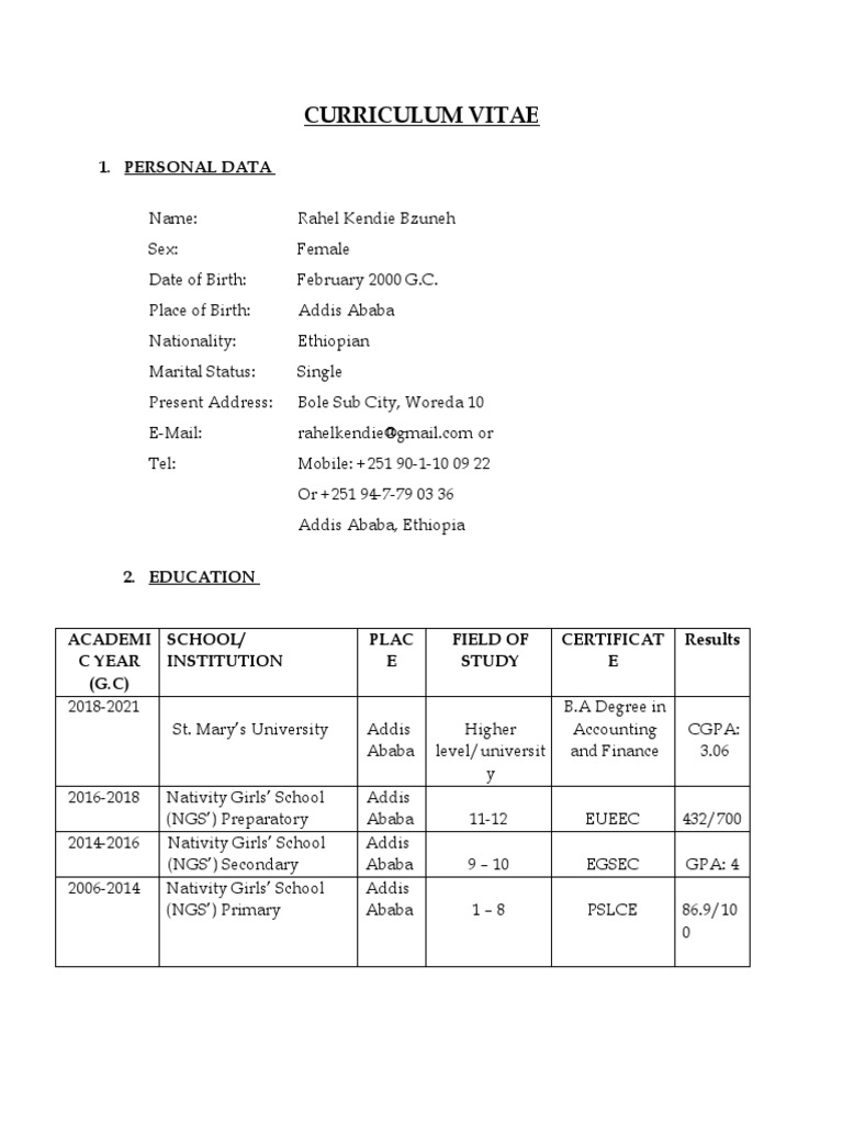 Curriculum Vita Rahel 1 | PDF