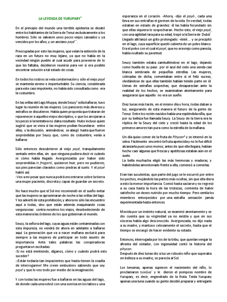 La leyenda de Yurupary: origen y destino | PDF