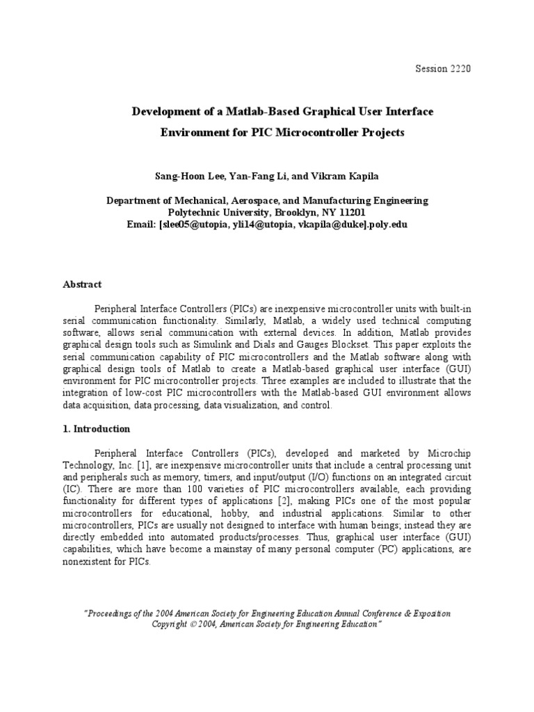 Pic Matlab Paper | PDF