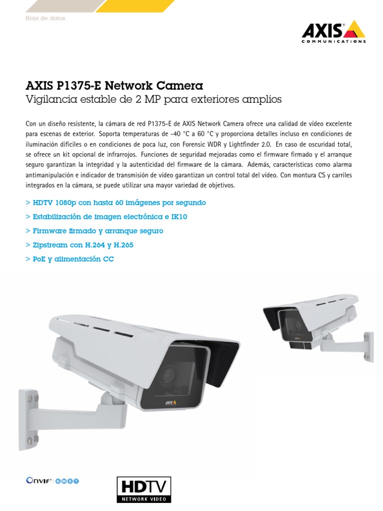 Datasheet Axis p1375 e Network Camera Es ES 376218 | PDF | Vídeo ...