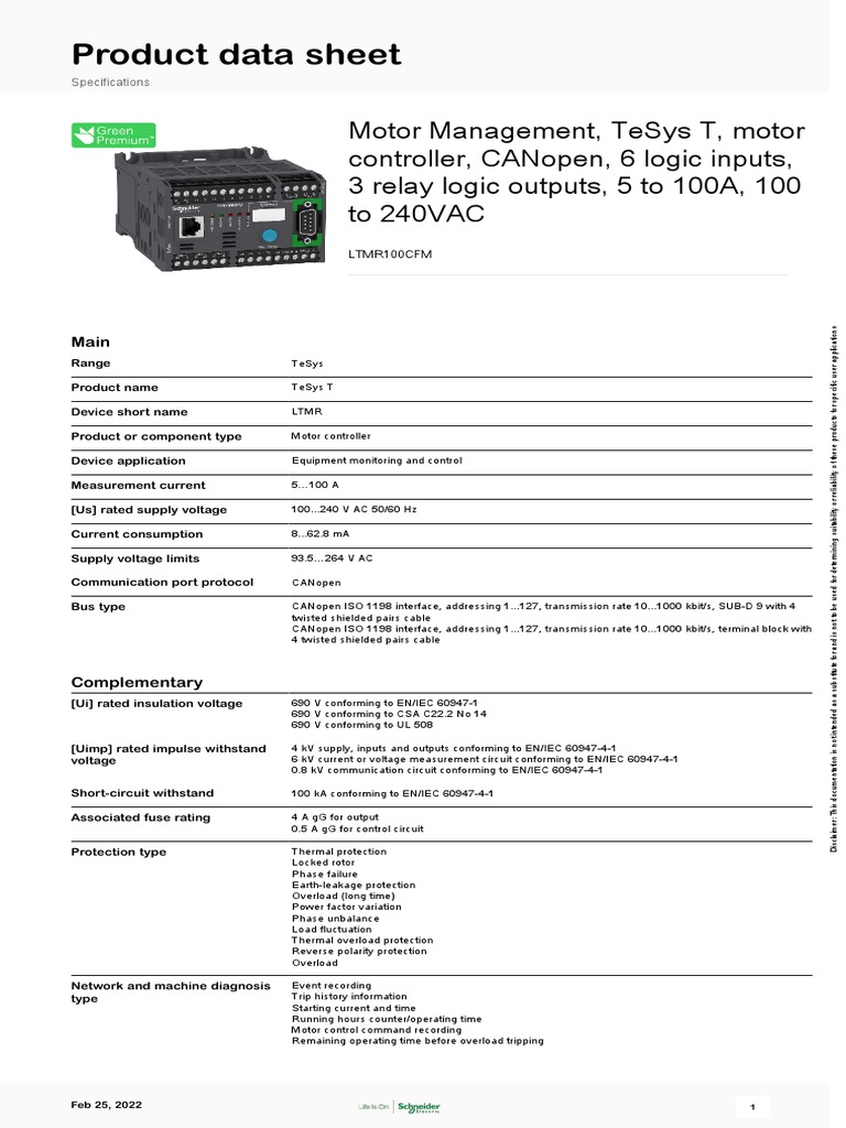 Tesys T - LTMR100CFM | PDF | Alternating Current | Electric Power ...