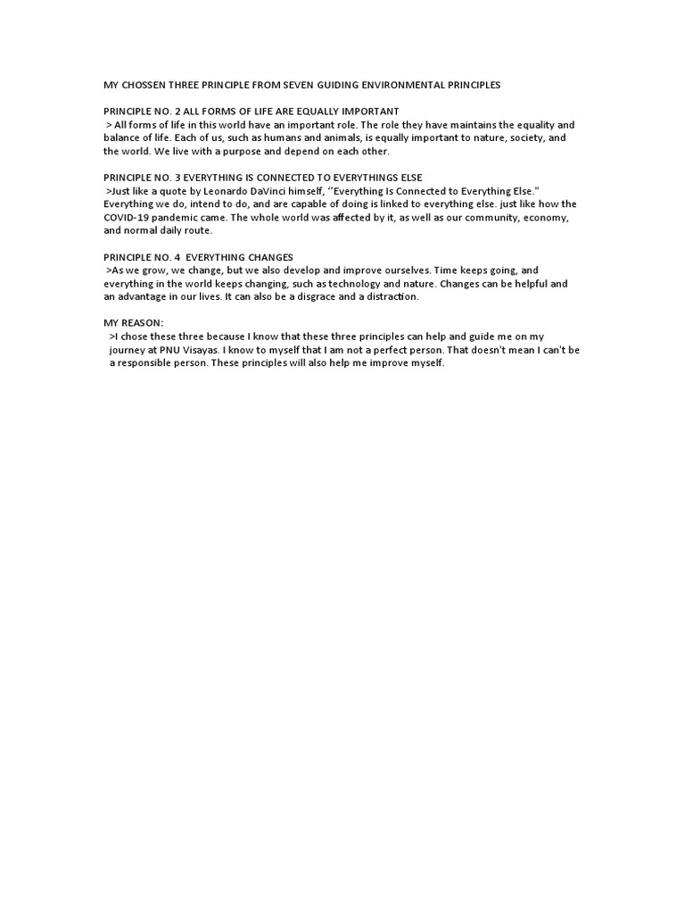My Chossen Three Principle From Seven Guiding Envi | PDF | Lifestyle