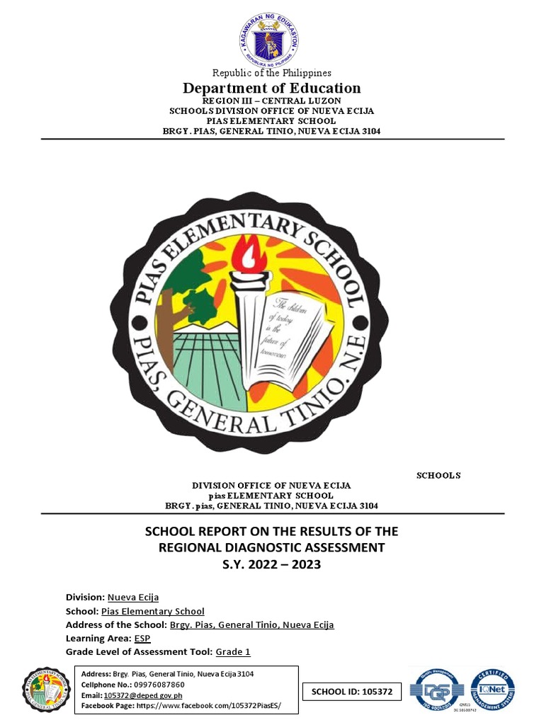 Pias Elementary School Assessment Report | PDF