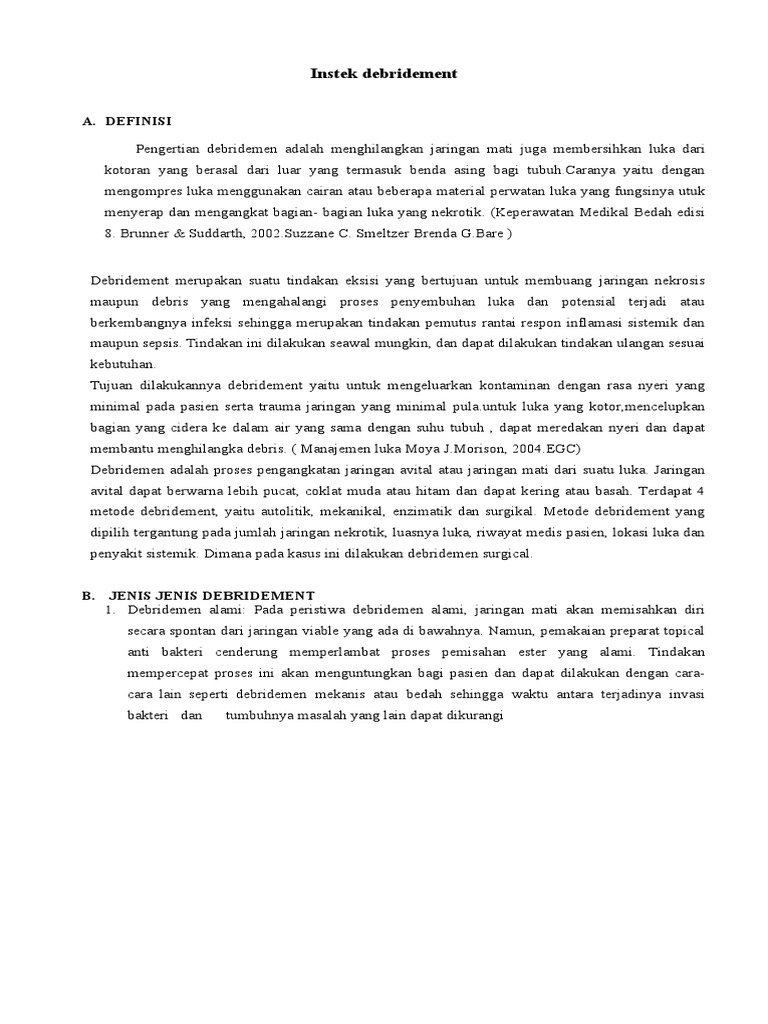 Instek Debridement PDF Free | PDF | Griya & Taman