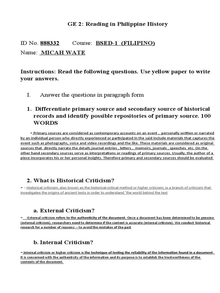 GE 2 Assignment | PDF | Primary Sources | Communication