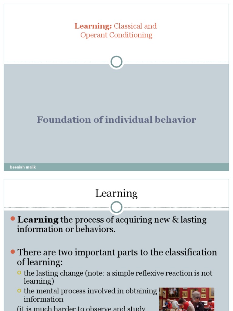Foundation of Individual Behavior | PDF | Classical Conditioning ... Foundation of Individual Behavior | PDF | Classical Conditioning ...