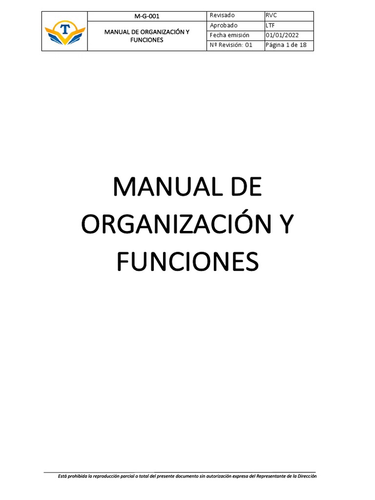 M-G-001 Manual de Organizacion y Funciones | PDF