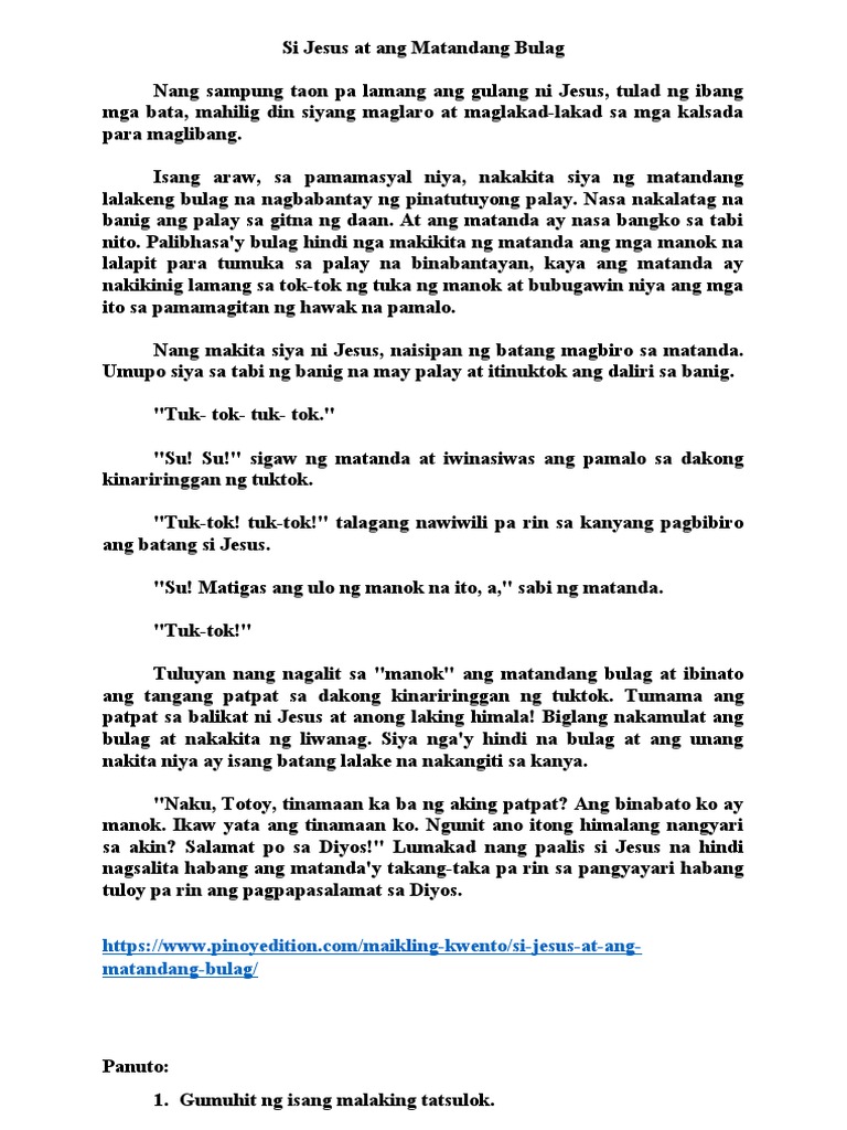 Si Jesus at Ang Matandang Bulag | PDF