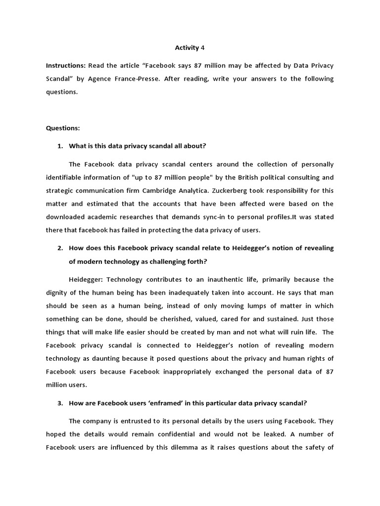 STS, Activity No.4 | Download Free PDF | Facebook | Privacy