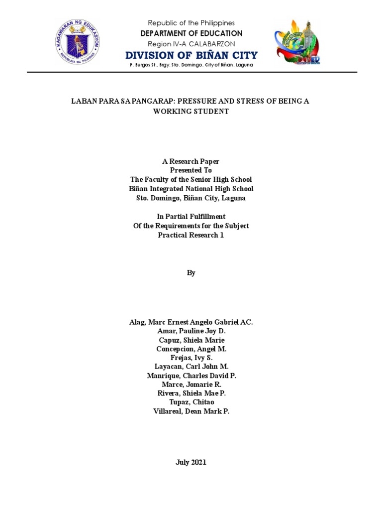 Pressure and Stress of Working Students | PDF | Cost Of Living | Teachers