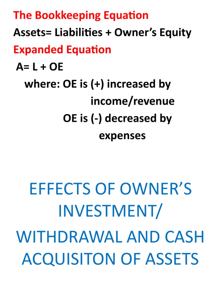 Bookkeeping Basics: Equations & Transactions | PDF | Debits And Credits | Financial Accounting