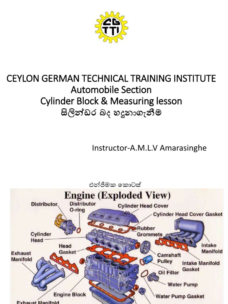 Ceylon German Technical Training Institute Automobile Section Cylinder ...
