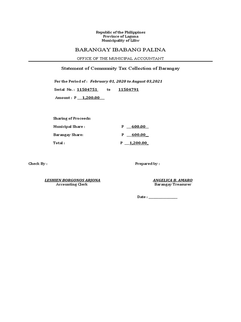CTC Form Treasury | PDF