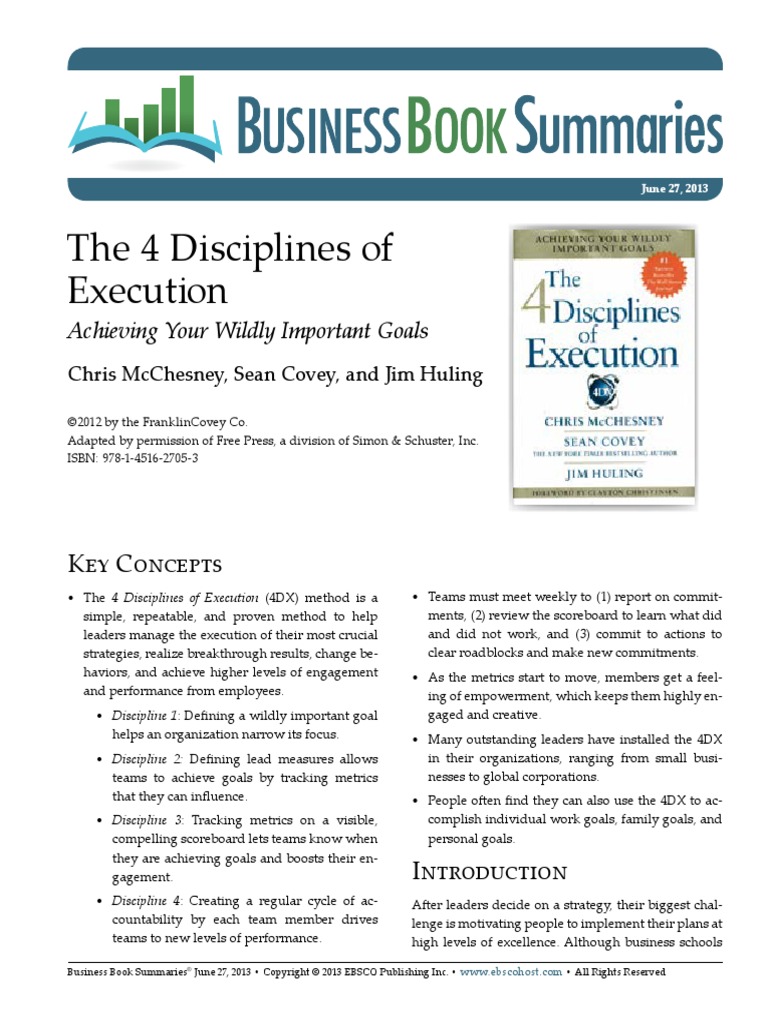 The 4 Disciplines Of Execution Pdf Goal Disciplines