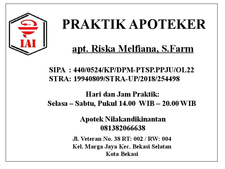 Contoh Papan Praktek Apoteker | PDF