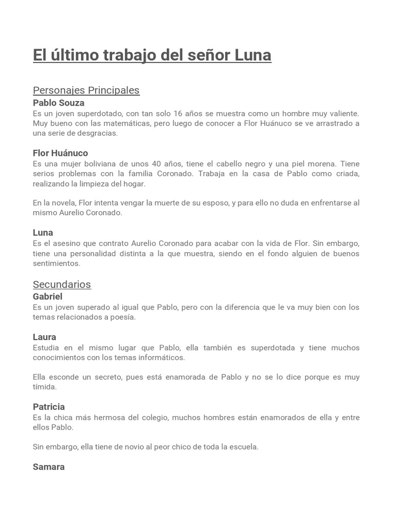 El Último Trabajo Del Señor Luna | PDF