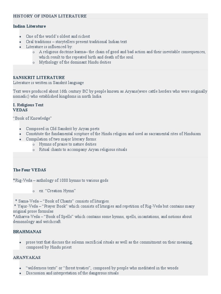 History of Indian Literature | PDF | Vedas | Rama
