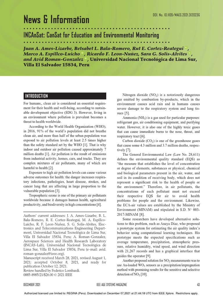 CanSat For Education and Environmental Monitoring 2021 | PDF | Law | Technology & Engineering