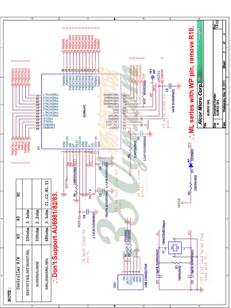 Component Specifications and Pinout Diagram for Various Controller ...