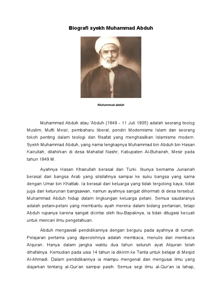 Biografi Syekh Muhammad Abduh | PDF
