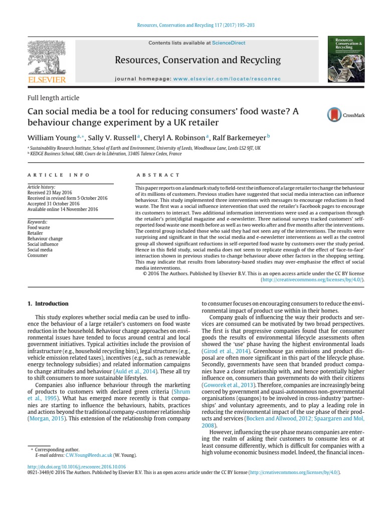 Can Social Media Be A Tool For Reducing Consumers' Food Waste | PDF | Behavior | Social Media