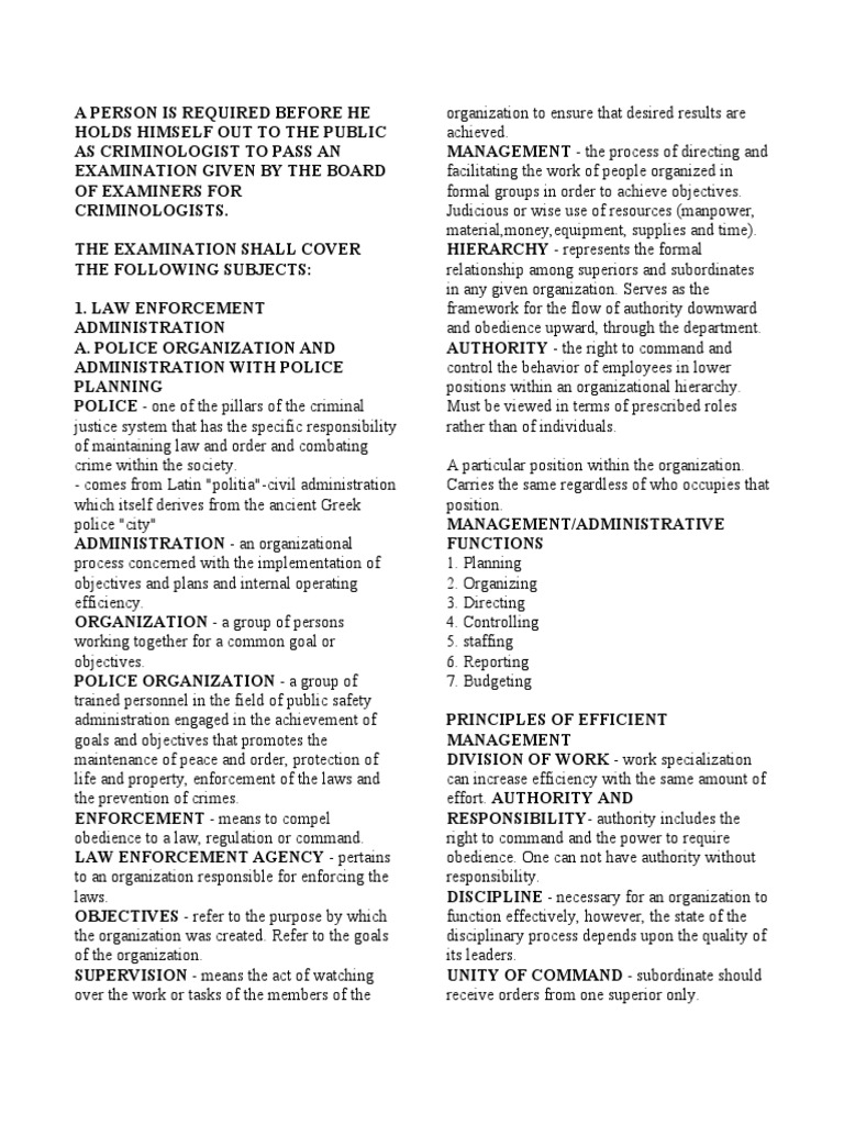 PRC Reviewer | PDF | Police | Hierarchy