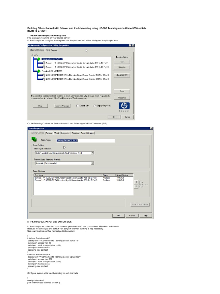 Configuratie Cisco Ether Channel Voor HP NIC Team | PDF | Load ...