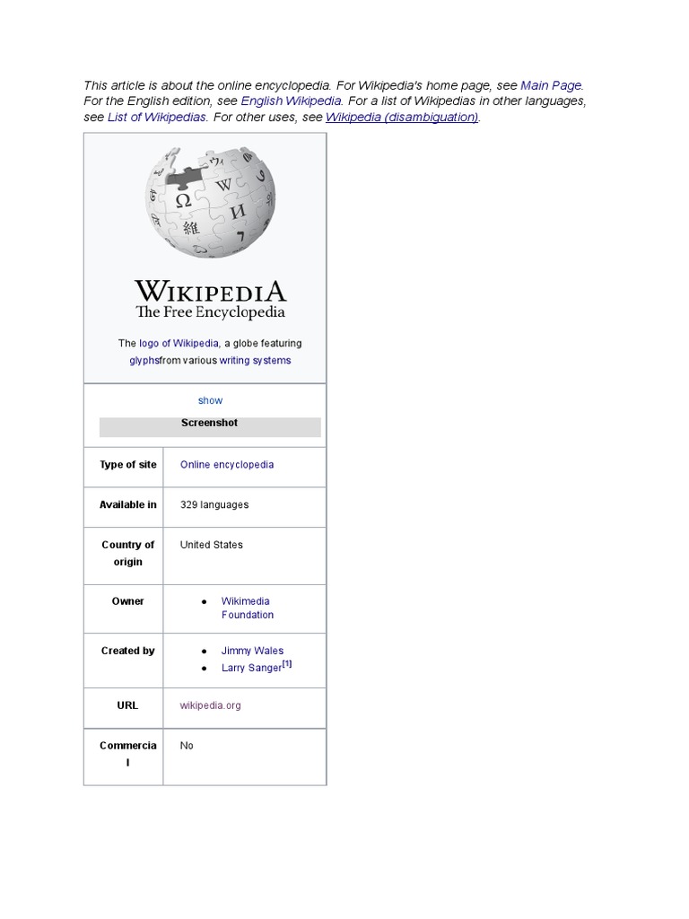 Main Page English Wikipedia List of Wikipedias Wikipedia ...