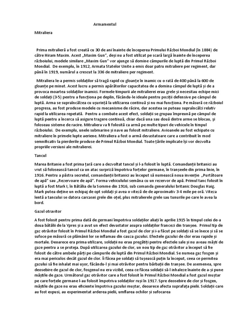 Armamentul Proiect Istorie | PDF