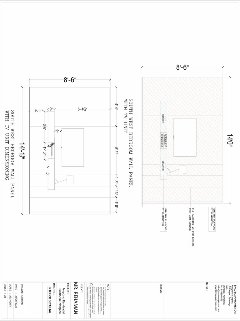 SW Bedroom TV Unit With Wall Panel | PDF
