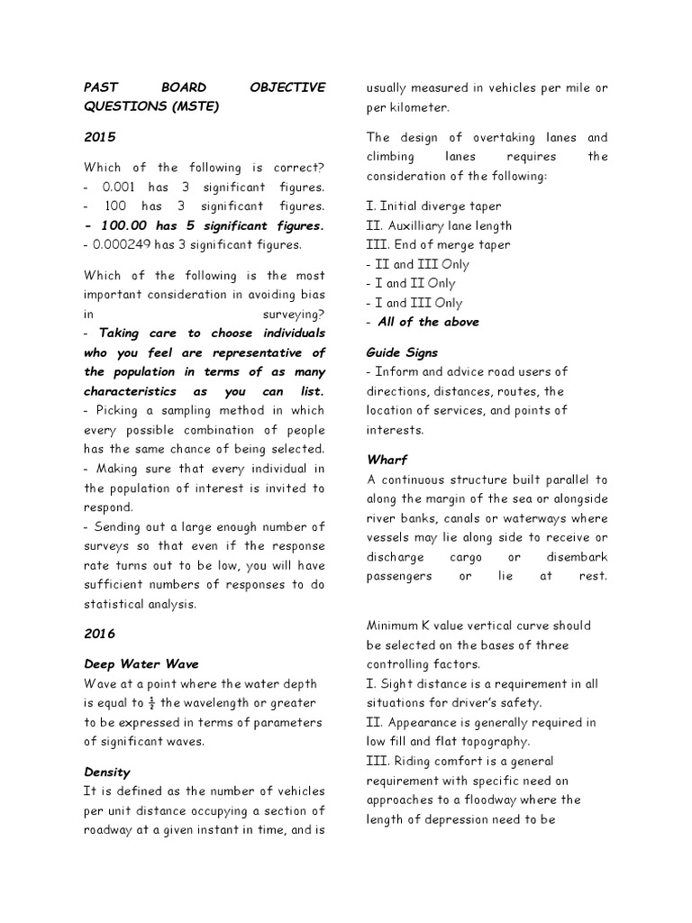 MSTE Past Board Exam Questions | PDF | Tangent | Wound
