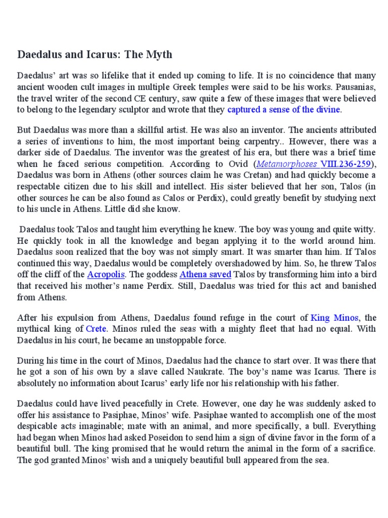 Daedalus and Icarus Story | PDF | Minotaur