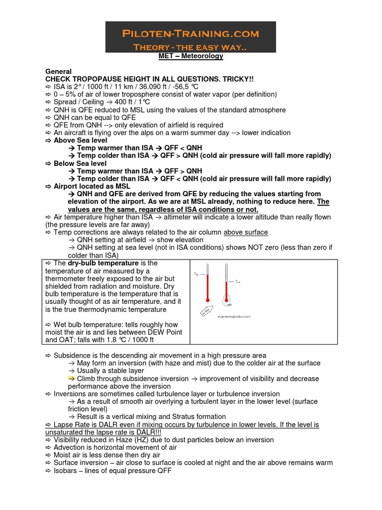 ATPL Met Notes | PDF | Atmosphere Of Earth | Ice