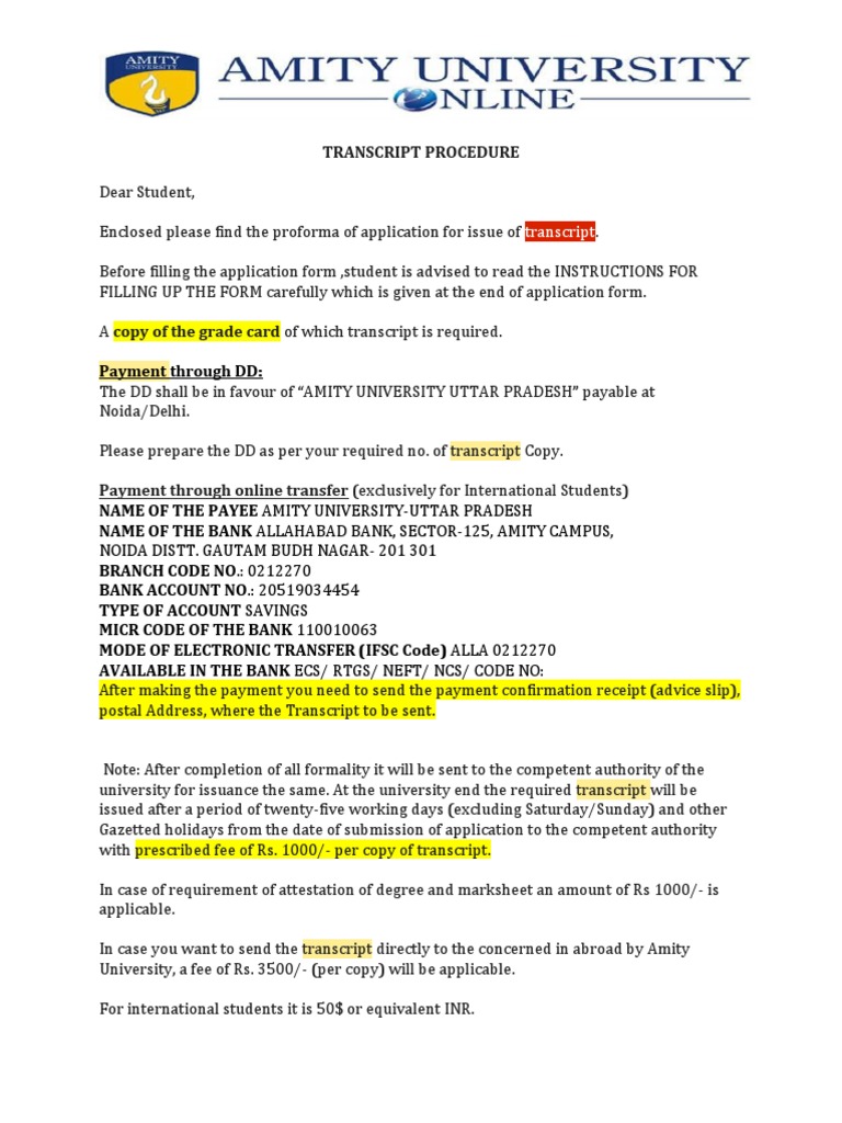 Transcript Procedure | PDF