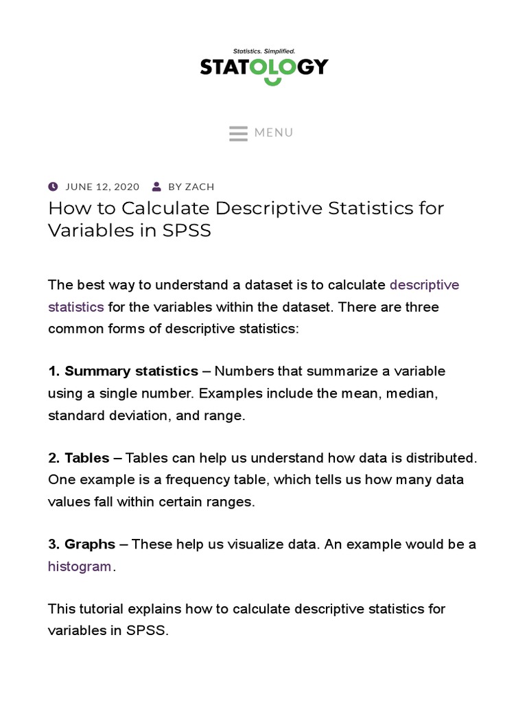 How To Calculate Descriptive Statistics For Variables in SPSS ...