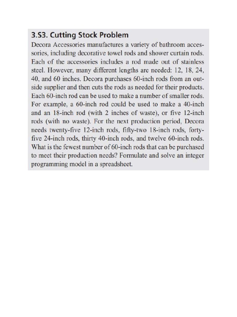 Quiz 2 Questions Cutting Stock | PDF