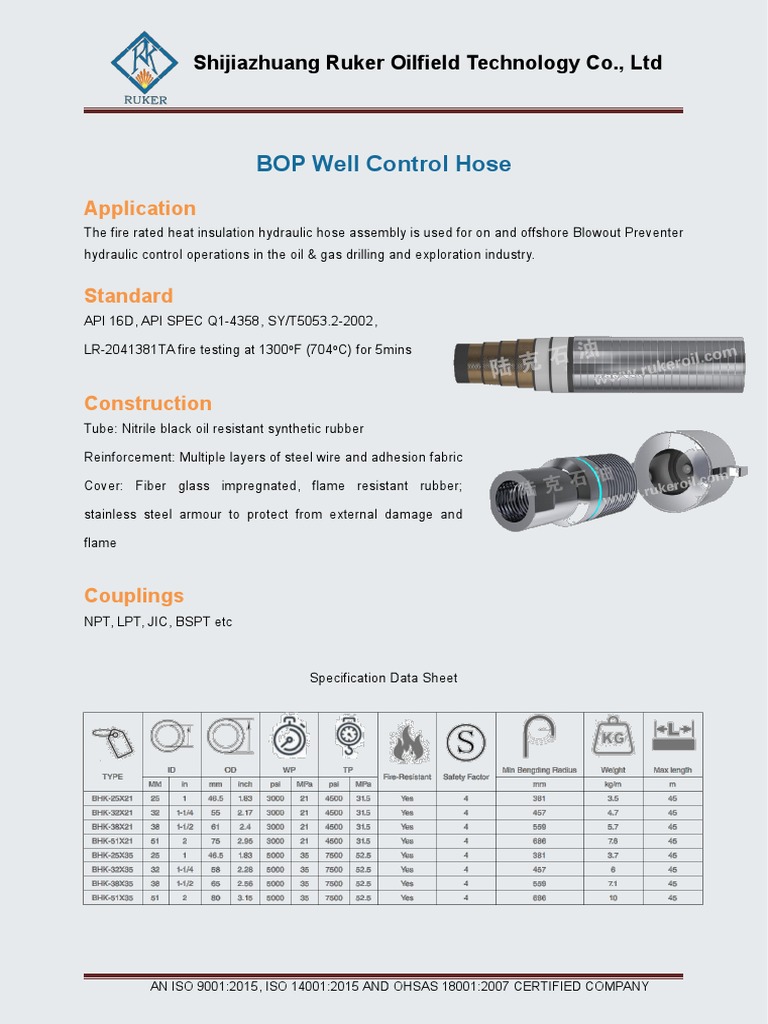 BOP Hose | PDF | Science & Mathematics | Technology & Engineering