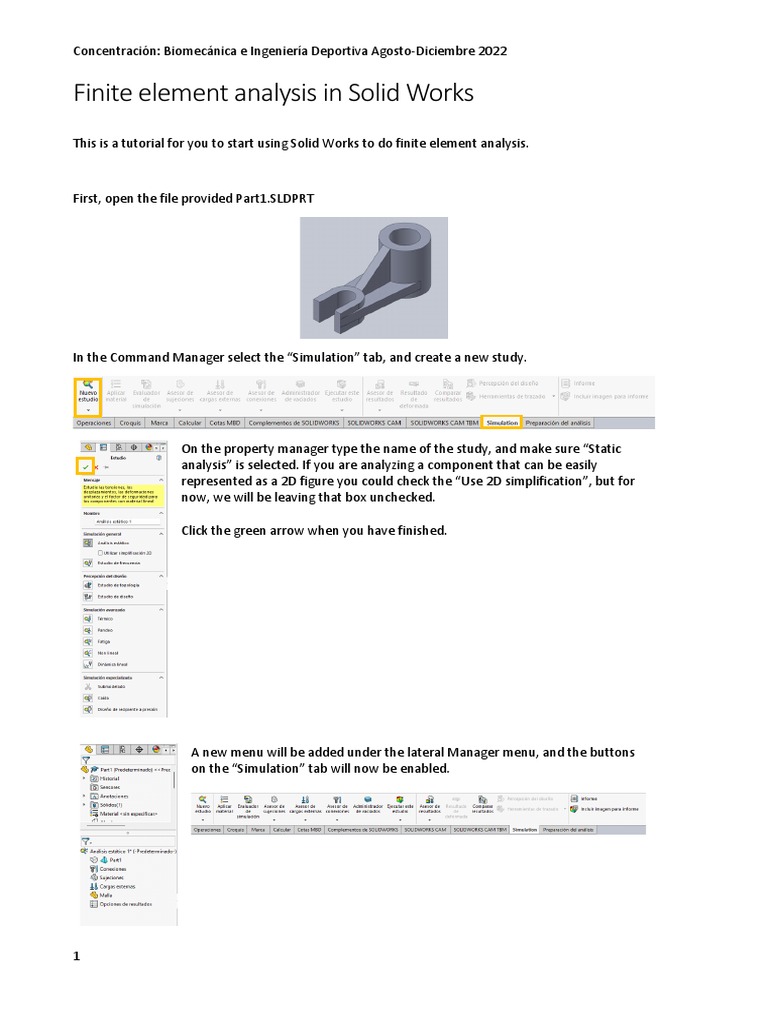 Finite Element Analysis in Solid Works | PDF | Deformation (Engineering) | Yield (Engineering)