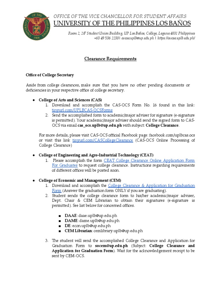 University Clearance Certificate Pdf