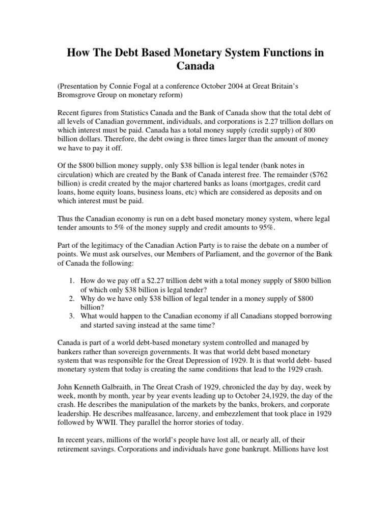 Understanding Canada's Debt-Based System | PDF