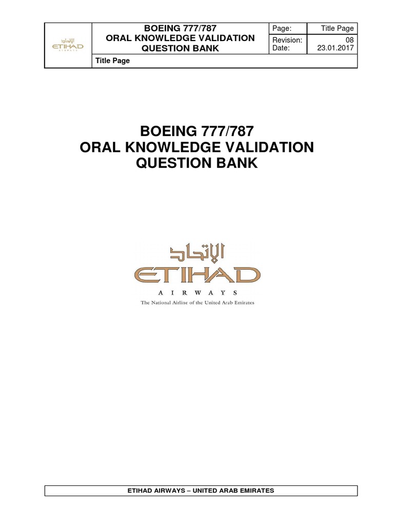 Boeing 777 - 787 Oral Knowledge Validation Question Bank | PDF ...