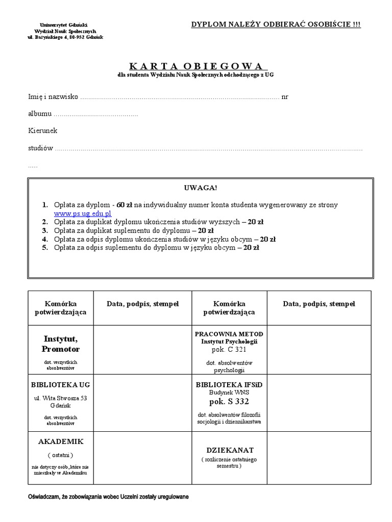 Karta Obiegowa 0 | PDF